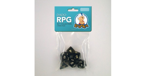 KIT DADO RPG - PRETO - C/6 UNIDADES
