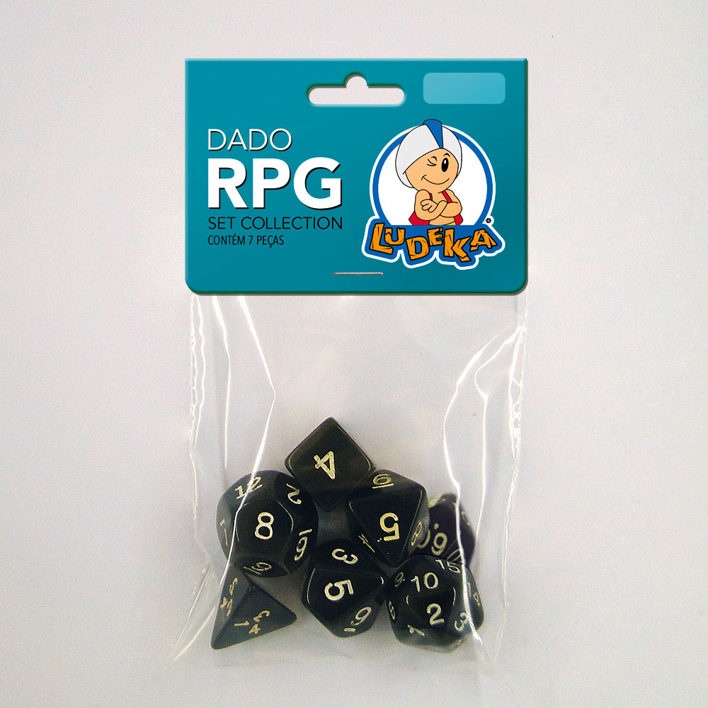 KIT DADO RPG - PRETO - C/7 UNIDADES