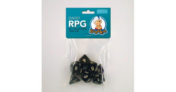 KIT DADO RPG - PRETO - C/7 UNIDADES
