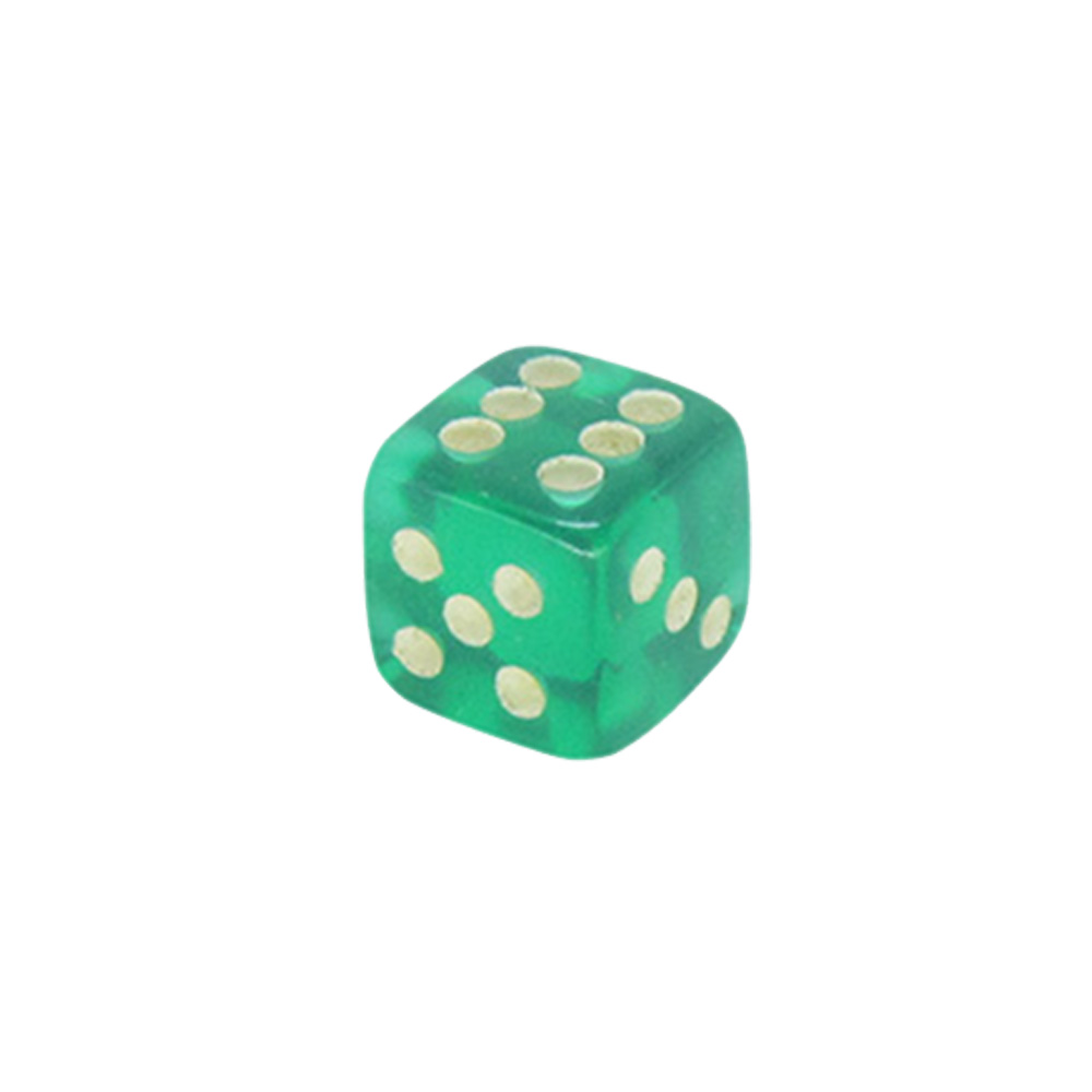 DADO 6 LADOS VERDE TRANSLÚCIDO - 10x10x10 mm