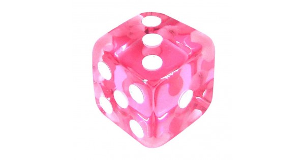DADO 6 LADOS ROSA TRANSLÚCIDO - 26x26x26 mm