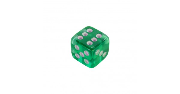 DADO 6 LADOS VERDE TRANSLÚCIDO - 12x12x12 mm